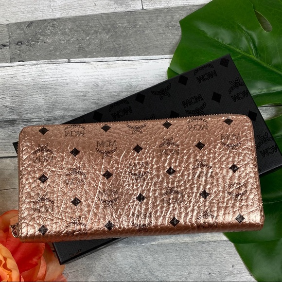 MCM | Bags | Mcm Champagne Rose Gold Zip Wallet Large | Poshmark